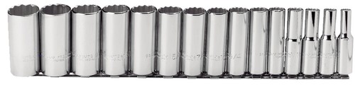 Proto® J 54107 1/2" Dr Sae 15 Pcs Deep Socket Set -12 Point 3/8" to 1-1 ...