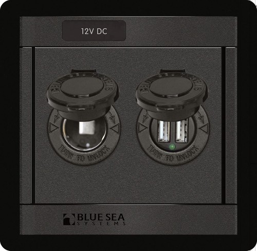 Blue Sea Systems 360 Panel With 12v DC Socket and Dual USB Charger for ...