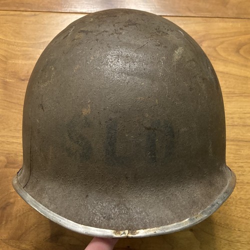 ORIGINAL WW2 UNITED STATES M1 HELMET “SLO” PAINTED FRONT SEAM FIXED ...