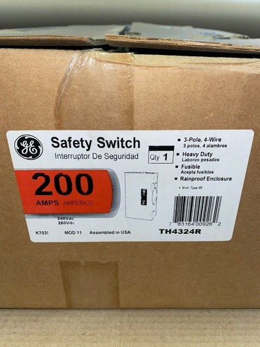 New GE TH4324R 200 Amp 240v Fusible 3 Phase NEMA 3R Safety Switch ...
