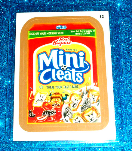 2014 Wacky Packages Series 1 "MINI CLEATS CEREAL" #12 Gold Sticker Card ...