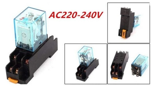 2 Pcs AC220-240V Coil 8Pin DPDT Electromagnetic Power Relay w Socket ...