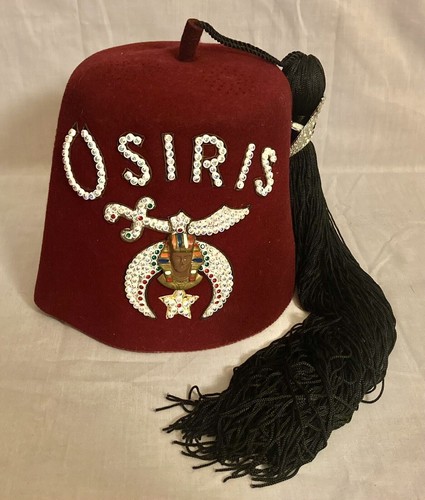Vintage Mason Freemason Shriner Jeweled Osiris Fez Hat Cap w/ Case | eBay