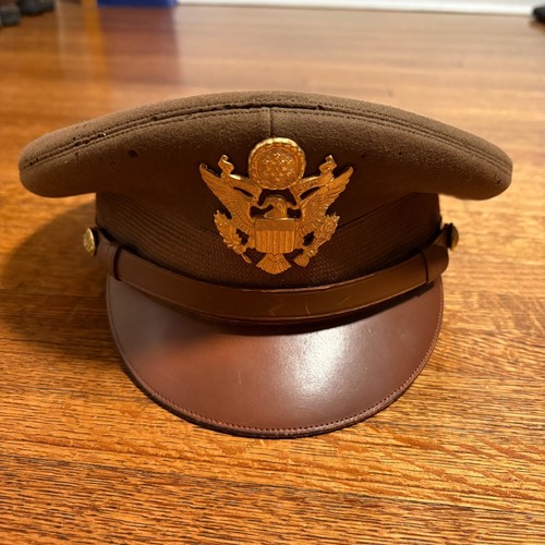 WWII US Army Officer Crusher Cap Luxenberg NY Military Hat Brown Wool ...