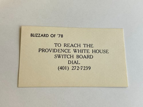 Rare Vintage White House Switchboard Card - Blizzard of 1978 Providence ...
