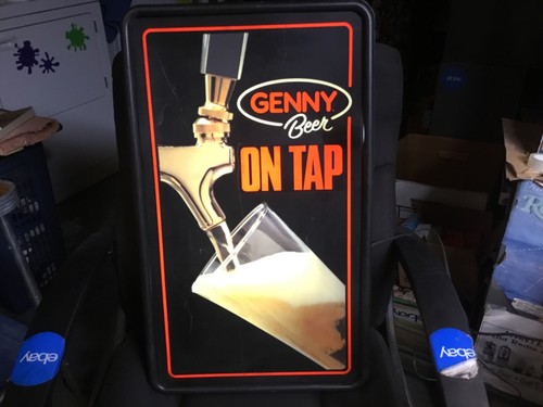 Dented Working Genny Beer On Tap Lighted Bar Sign Mirro Products 19873 ...