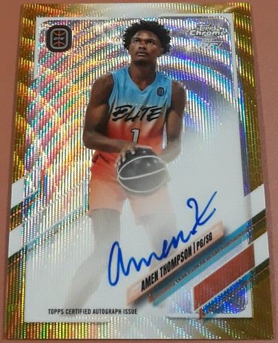 2021 Topps Chrome Amen Thompson Gold Refractor Auto RC Rookie Jersey #1 ...
