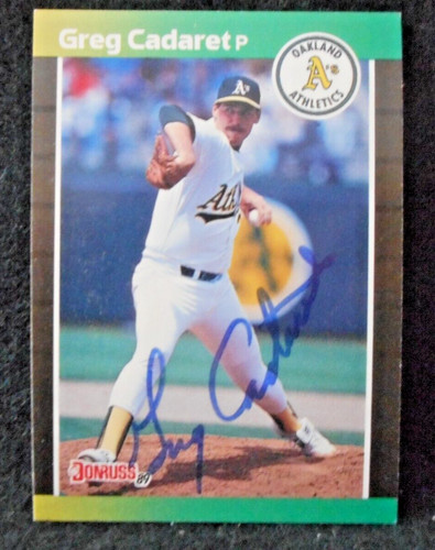 1989 Greg Cadaret Donruss card #479 In-Person Autograph.....Oakland ...