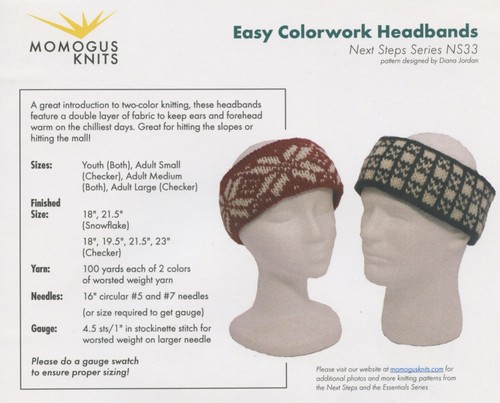 Momogus Knits Knitting Pattern NS33 Easy Colorwork Headbands - Youth ...