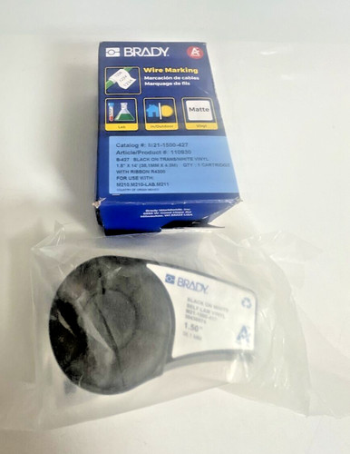 Brady M21-1500-427 Label Cartridge 1.5 in X 14 FT Black on White Vinyl ...