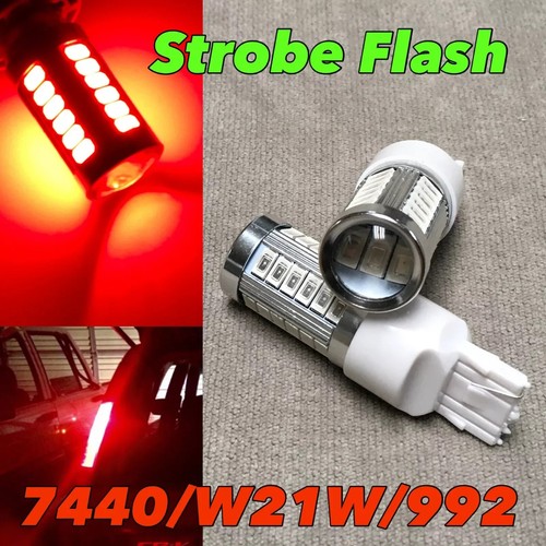 STROBE FLASH Front Turn Signal T20 7440 7441 992 W21W 33 LED RED Bulb ...