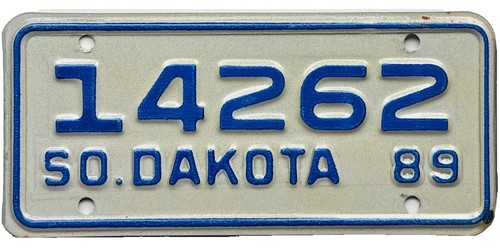 *BARGAIN BIN* 1989 South Dakota MOTORCYCLE License Plate #14262 | eBay