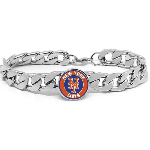 New York Mets Stainless Wide Mens Womens Link Chain Bracelet Baseball ...