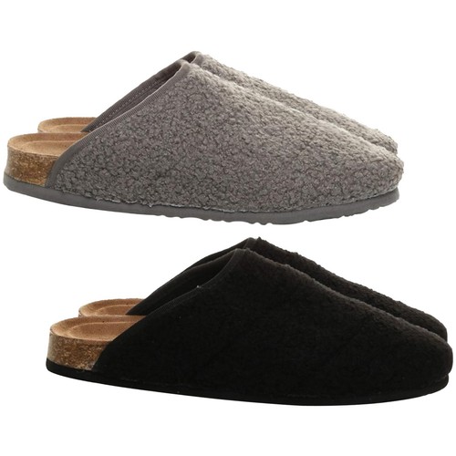 Men Curly Mule Slipper Warm Cozy Memory Foam Slip-on sturdy Cork sole ...