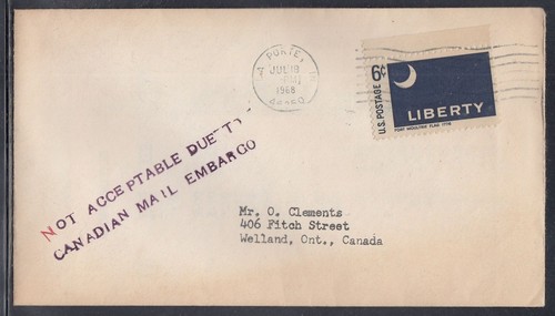 United States - 1968 Cover to Canada During Postal Strike Embargo | eBay