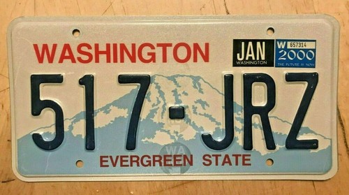 2000 WASHINGTON GRAPHIC PASSENGER LICENSE PLATE " 517 JRZ " WA ...
