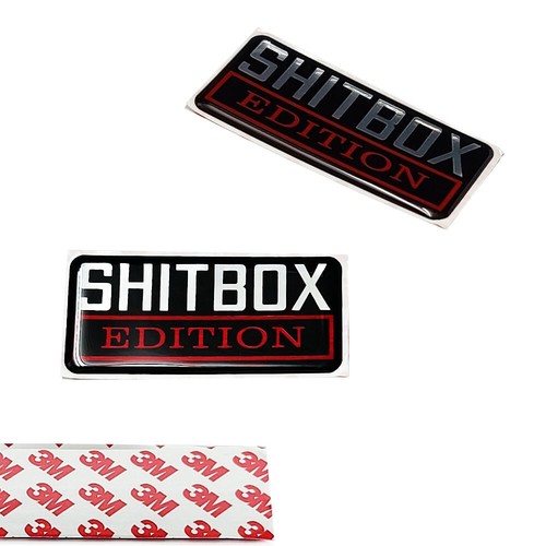 2pc OEM SHITBOX EDITION Chrome Red Emblem Badges fits Chevy Ford Car ...