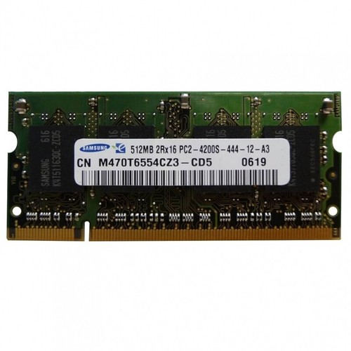 Samsung 512MB DDR2 SODIMM RAM Module PC2-4200S-444-12 M470T6554CZ3-CD5 ...
