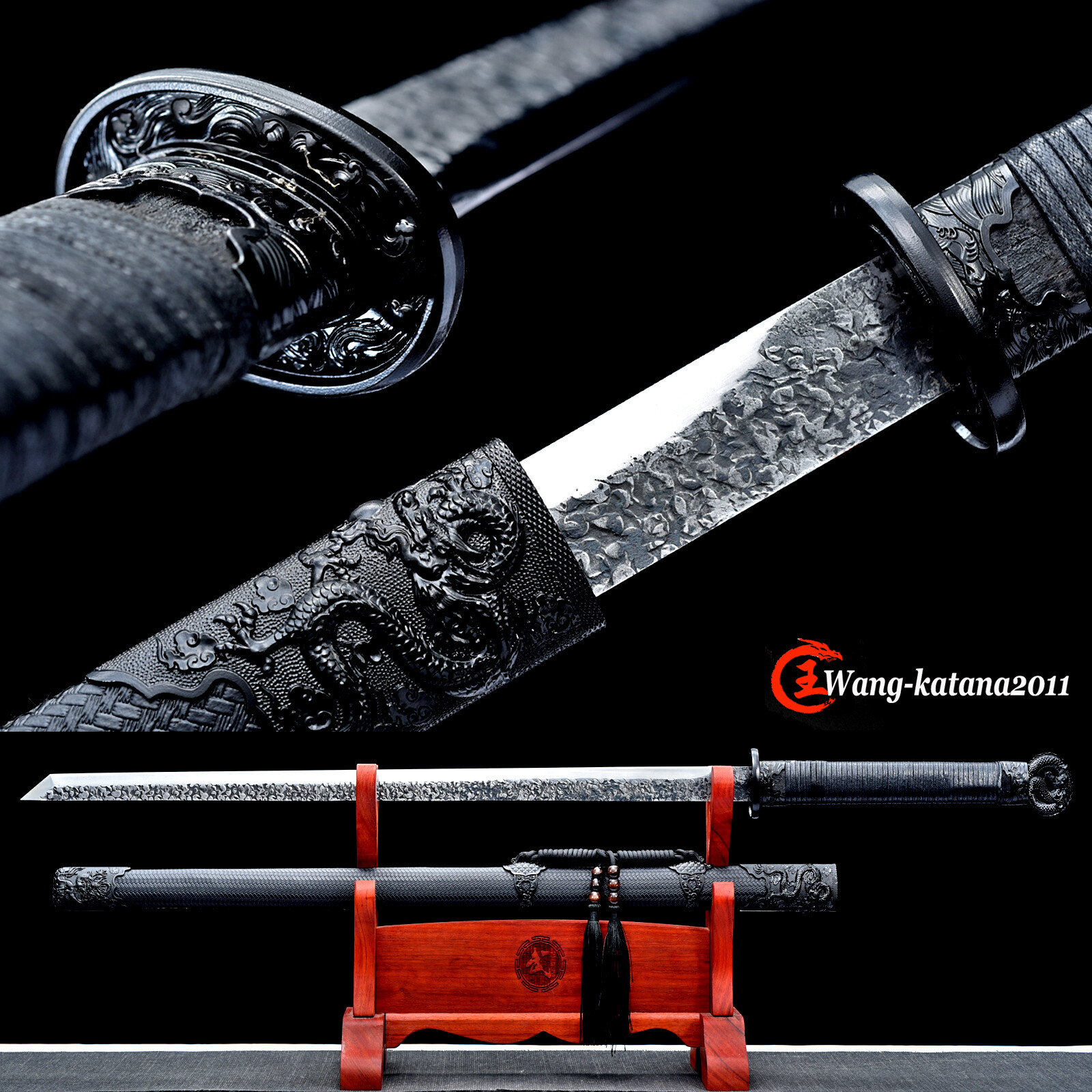 26" Stainless Steel Ninja Black Full Tang Ninja Sword with Sheath ...
