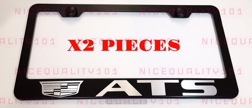 2X ATS W/Logo Stainless Steel Black Finished License Plate Frame Holder ...