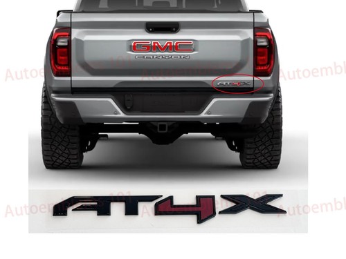 1PC Gloss Black Red Rear Tailgate AT4X Emblems Badge 2023-2024 GMC ...
