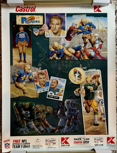 Green Bay Packers 1994 Kmart Castrol Vintage Poster Rare 17X22" NFL Don ...