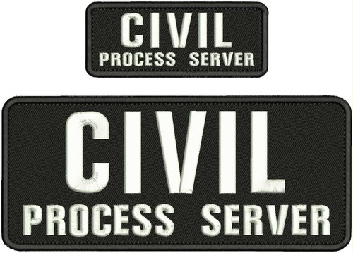 CIVIL PROCESS SERVER EMBROIDERY PATCH 4X10 AND 2X5 HOOK ON BACK WHITE ...