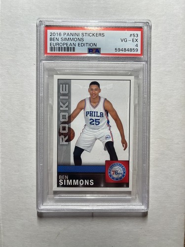 2016-17 Panini Stickers European #53 Ben Simmons 76ers RC Rookie PSA 4 ...
