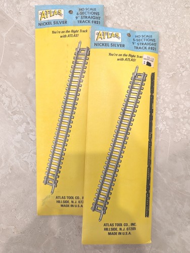 Lot of 2 HO Atlas #821, 9" Straight Track, 6-Sections, Nickel Silver ...