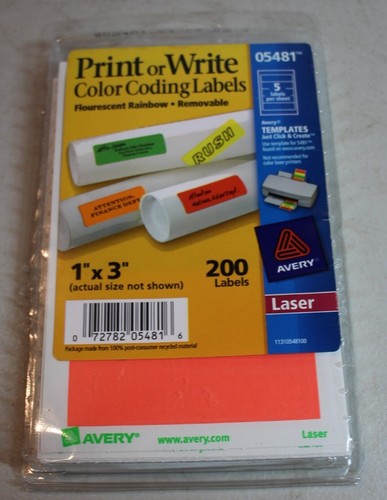 Avery Removable Removable Color Coding Labels, 200 pcs 1 x 3" 5481 ...