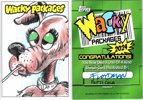 2024 WACKY PACKAGES ANS ARTIST SKETCH CARD PUPSI COLA DOG by FLOYDMAN ...