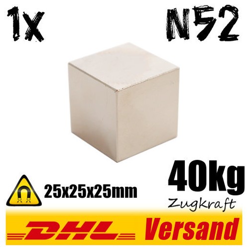 Magnete Cubo Grande E Potente In Neodimio 25X25X25Mm N52 40Kg | eBay