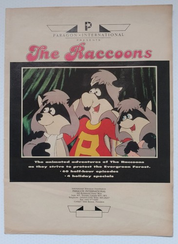 Variety Magazine THE RACCOONS one page advertisement 1990 | eBay