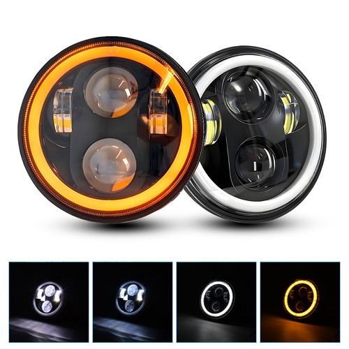 5-3/4" 5.75" Round LED Lights Crystal Clear Headlight for Motorcycle ...