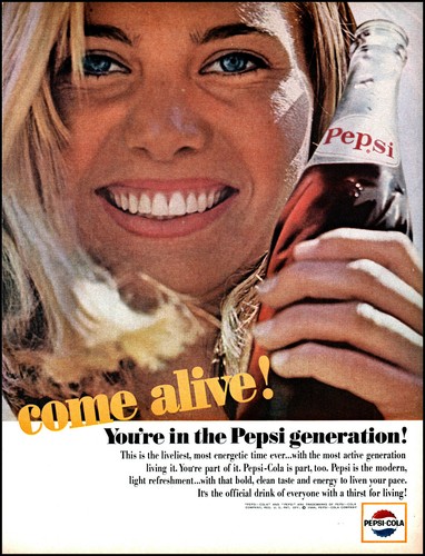 1964 Smiling Blonde Girl Pepsi Cola come alive vintage photo print ad ...