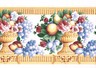 Roman Garden Urn Floral Flower Rose Vine Blue Silk Wall paper Border ...