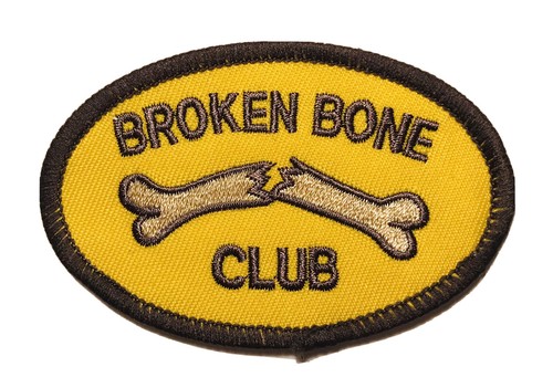Broken Bone Club 3”X2” Embroidered Patch Accident Danger Arm Leg Stupid ...