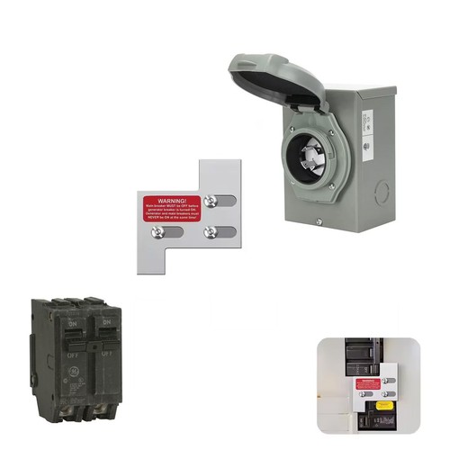 4000-8500W Generator Interlock Kit w/ 30A Inlet Box for GE 150A and ...