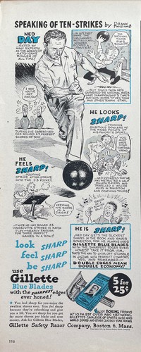 1946 vintage Gillette print ad. Look Sharp, Feel Sharp, Be Sharp, Ned ...