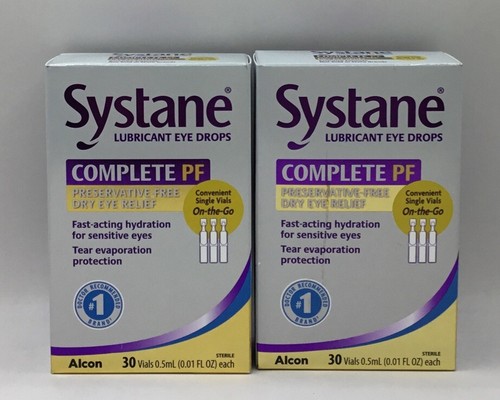 6/26 (2) Systane Complete PF Lubricant Eye Drops 30x2=60 Vials Dry Eye ...