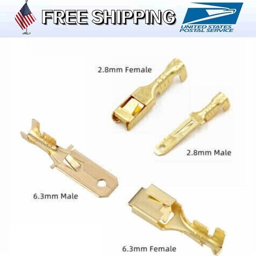 6.3mm 2.8mm Copper Female Non-Insulated Connector Quick Splice Spade ...