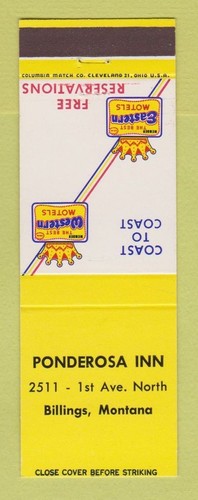Matchbook Cover - Best Western Ponderosa Inn Billings MT | eBay