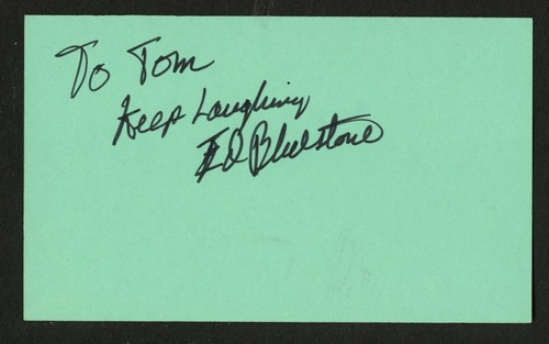 Ed Bluestone signed autograph auto 3x5 index card Actor on series Laugh ...