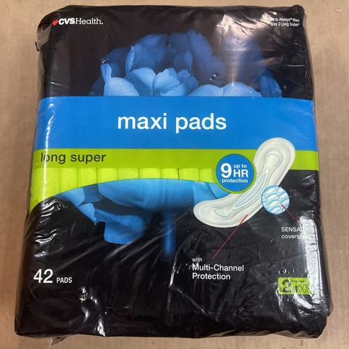 CVS Health Ultra Thin Maxi Pads 42 Pack Size 2 Long Super Absorbency 9 ...