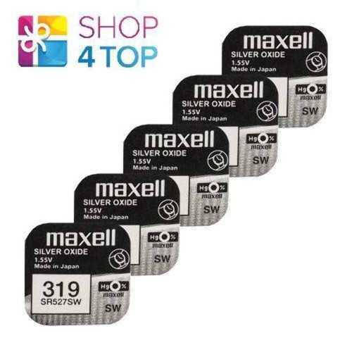 5 MAXELL 319 SR527SW SR64 BATTERIES SILVER 1.55V WATCH BATTERY EXP 2022 ...