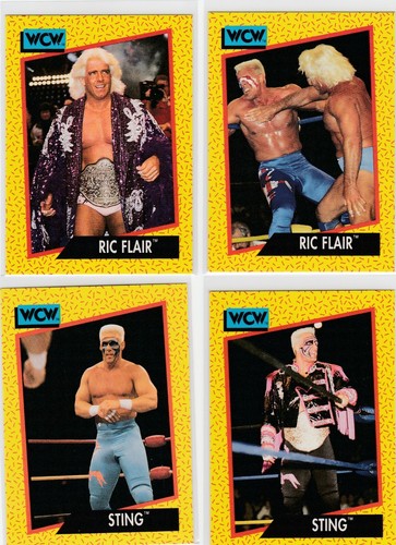 1991 WCW Impel RIC FLAIR & STING Lot of 4 Wrestling Cards 2 With ...