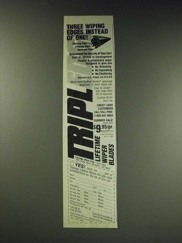 1987 Tripledge Wipers Ad - Three wiping edges instead of one! | eBay