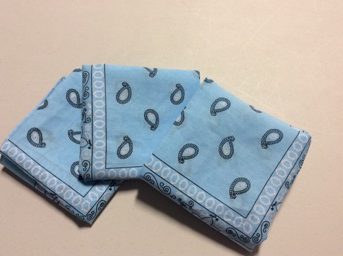 kaiser collection bandana 100% cotton light blue NEW 3 pack retail for ...