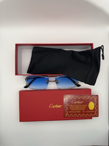 Cartier Big C Diamond Cut Gradient Blue Frameless Lens Ct00920 | eBay