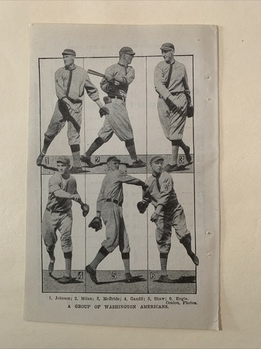 Washington Senators Walter Johnson Chick Gandil Shaw 1914 Baseball 5X7 ...